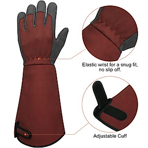 BARST Long Gardening Gloves, Rose Pruning Garden Gloves Synthetic Leather Thorn Resistant Gauntlet Glove with Adjustable Cuff for Weeding Digging Planting Small