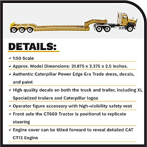 1:50 Caterpillar CT660 Day Cab Tractor with XL120 Low-Profile HDG Trailer - Core Classics Series - 85503C