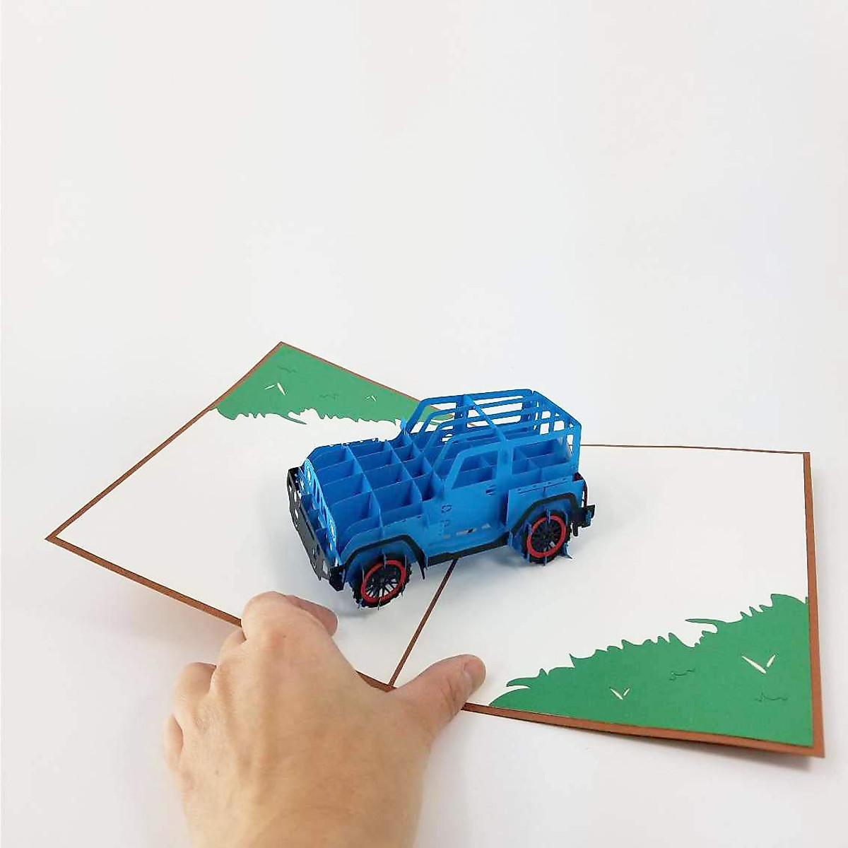 POP CARD EXPRESS Blue Jeep Pop up Birthday Card, Thank You Card, Love Card, Graduation Card, Anniversary Card, Just Because, Romantic Cards for Man, Woman, Lady, Girl, Boy Jeep Pop Up Card (Blue)
