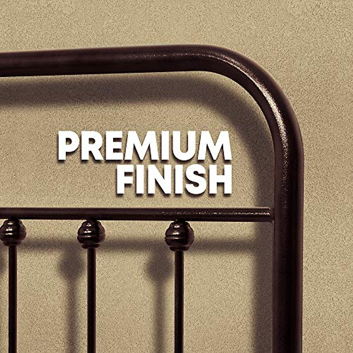 AMBEE21 Vintage Queen Metal Bed Frame with Headboard and Footboard Platform/Wrought Iron/Heavy Duty/Solid Sturdy Metal Slat/Rustic Brown/No Box Spring Needed/Industrial & Farmhouse