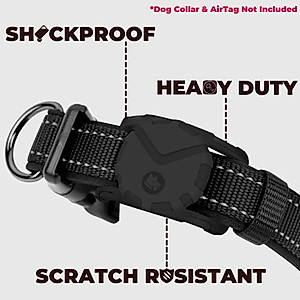 FOSSA Airtag Dog Collar Holder, Large Dog Airtag Holder, Waterproof Dog Collar Airtag Holder, Cat Air Tag Tracker Case