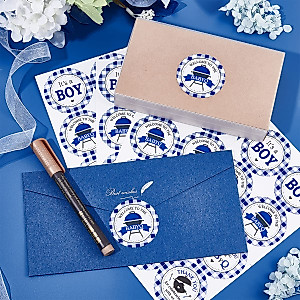 48PCS Baby Q Stickers, BBQ Baby Shower Decorations, Baby Que Baby Shower Stickers Party Favors Baby Q Thank You Stickers Blue Boy Baby Shower