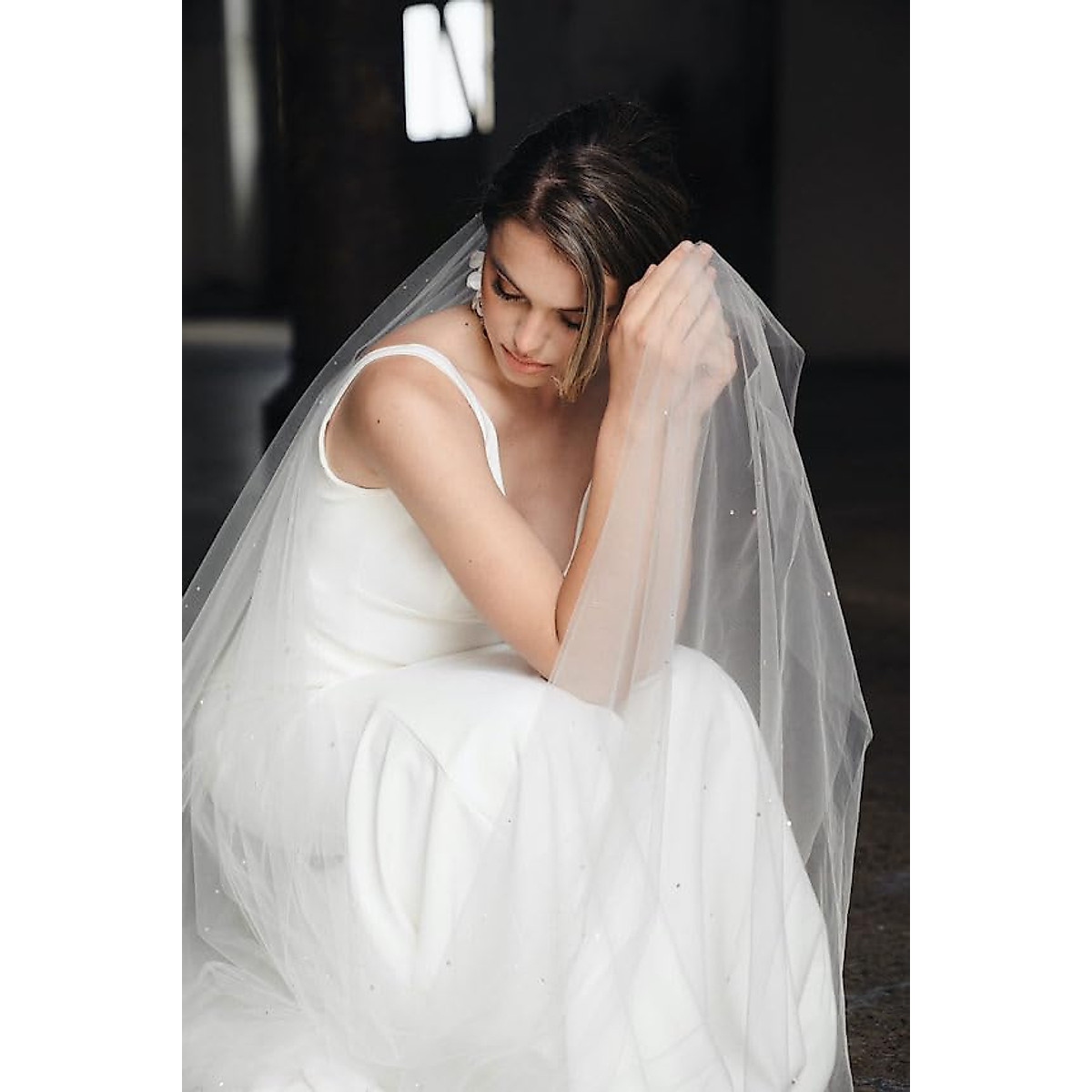 Passat Austrian Rhinestones Bridal Veil Crystals Wedding Veil Beaded Veils For Brides 1T3M Cathedral Ivory Bridal Veils For Wedding Gifts