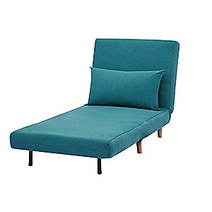 GIA Tri-Fold Convertible Polyester Sofa Bed Chair with Removable Pillow and Legs, Peacock Blue 1 pack