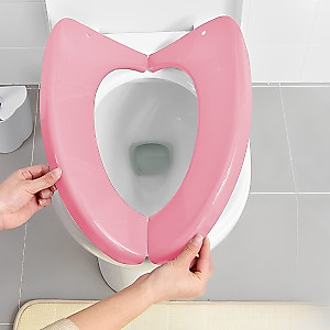 LNQ LUNIQI Adult Folding Toilet Pad Toilet Seat Plastic Toilet Cushion Washable Foldable Portable Toilet Seat Cover for Home Travel Office