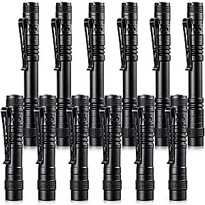 12 Pieces LED Pocket Pen Light Flashlight Small Mini Flashlight Handheld Pen Lights Penlight with Clip for Camping, Outdoor, Emergency