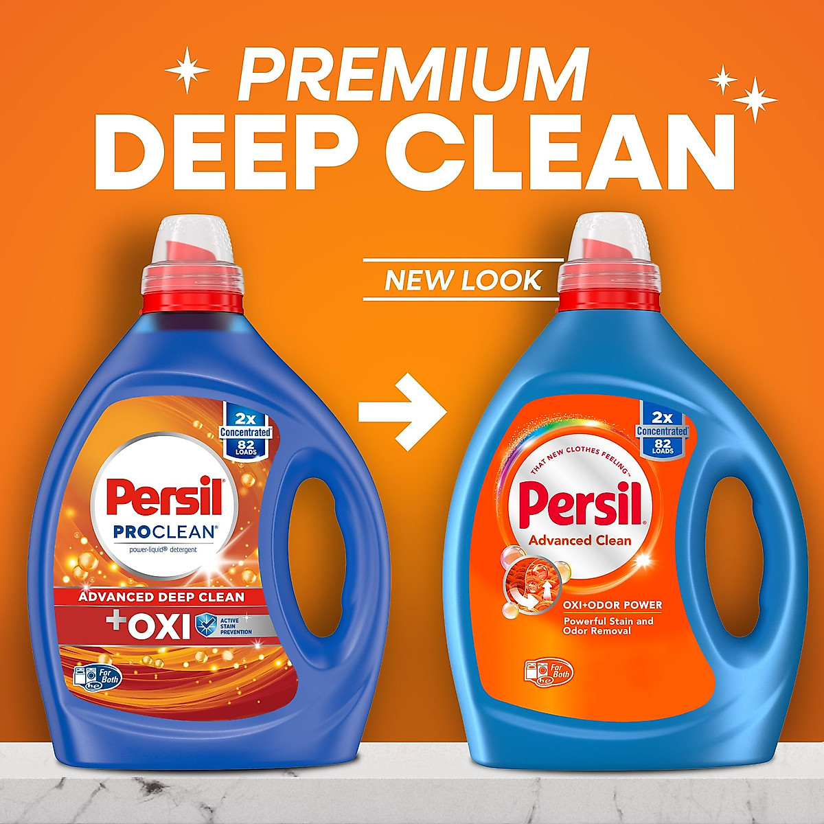 Persil Advanced Clean Oxi+Odor Power, Liquid Laundry Detergent, High Efficiency (HE), Deep Stain Removal, 2X Concentrated, 82.5 fl oz, 82 Loads
