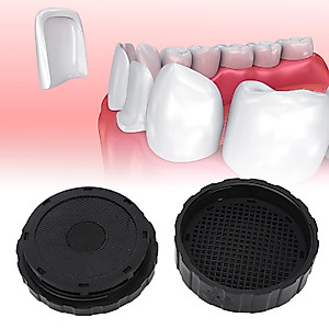 Dioche Dental All-Ceramic Veneer Processing Box, Denture Veneer Processing Box Round Shape Reusable Black Denture Storage Box with Spare Pad
