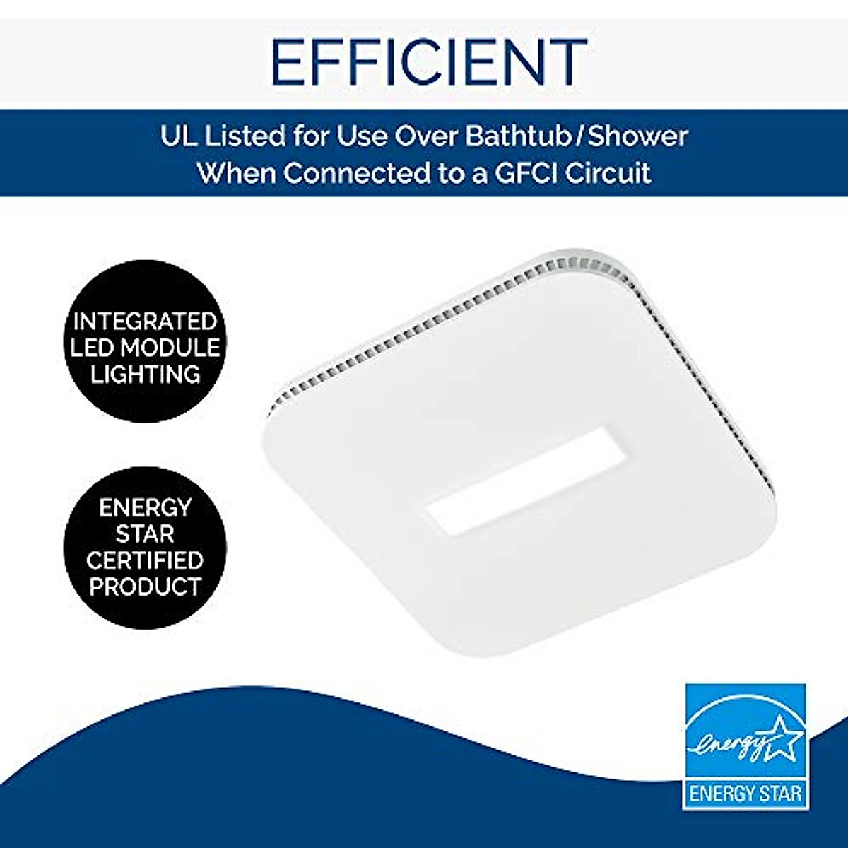 Broan-NuTone AE80LK Ventilation with LED CleanCover and Roomside Installation, ENERGY STAR Certified, 80 CFM, 0.7 Sones, White