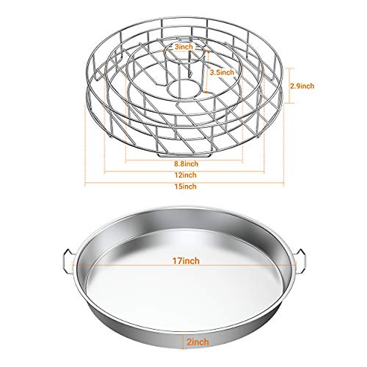 only fire Stainless Steel Circular Rib Rack and Chicken Roaster, BBQ Rib Rings for Smoker or Charcoal Grill