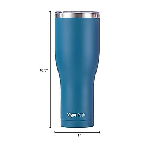 VIGOR PATH Insulated Tumbler Cup with Slide Lid, Double-Walled Vacuum Stainless Steel Water Bottle Travel Mug - Leak-Proof Thermal Cup for Home and Outdoor Adventures - 40oz (Dark Blue)