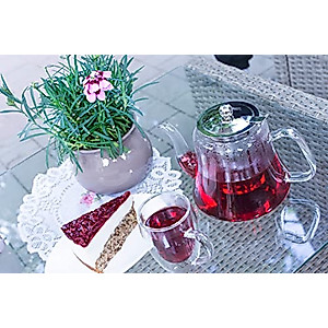 Aserson 1200 ml/40 oz Glass Teapot, Heat Resistant, Stainless Steel Infuser, Handmade, Leaf Tea Brewer, Borosilicate Glass, Stovetop Teapot and Microwave Safe