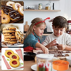 Crethinkaty 5.2IN Round Cookie Cutter for Baking, 8Pcs Round Cookie Biscuit Cutter Set for Making Donut Pies Scone(5.2/4.7/4/3.2/2.8/2.2/1.6/0.98IN)-Orange