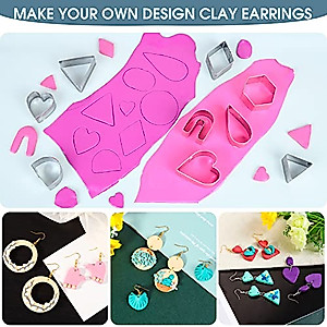 Snoghmil Polymer Clay Earrings Making Kit with 32pcs Polymer Clay Cutters, 24pcs Oven Bake Clay, 30 Set Earring Rings&Hooks for Earrings Making, Clay Earring Jewelry Making Kit for Beginner