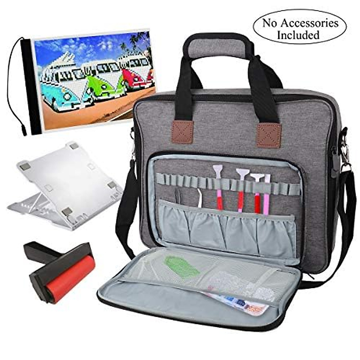 Coopay Hand-held Protective Bag Box for A4 5D DIY Diamond Painting Light Pad, Lots of Pockets & Slots, Waterproof Craft Totes Organizer for Diamond Painting Kit - Ideal Gift for Artists & Beginner