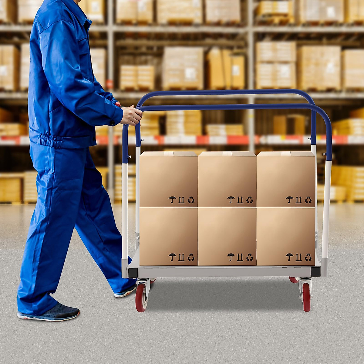 Heavy Duty Steel Panel Truck Cart, 1500 LBS Panel Dolly Cart with 5inch Swivel Wheels, Drywall Dolly Cart Platform Truck Cart for Factory Warehouses Garage Workshop