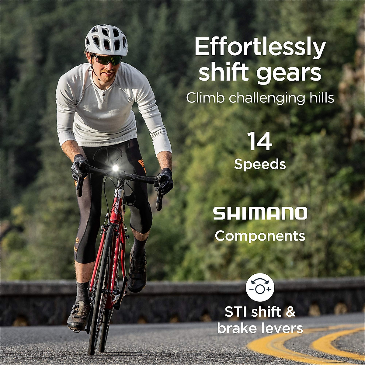 Schwinn Fastback Tourney AL Adult Performance Road Bike, Beginner to Intermediate Bicycle Riders, 700c Wheels, 14-Speed Drivetrain, Small Aluminum Frame, Red