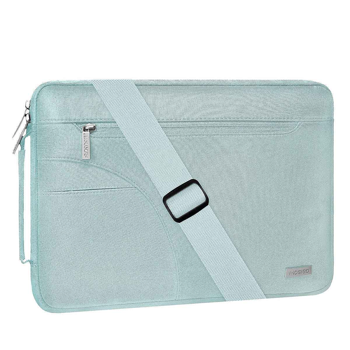 MOSISO Laptop Shoulder Bag Compatible with MacBook Air/Pro,13-13.3 inch Notebook,Compatible with MacBook Pro 14 2023-2021 A2779 M2 A2442 M1, Polyester Briefcase Sleeve with Side Handle, Mint Green