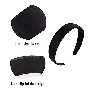ANBALA Black Hard Headbands for Women, 5 Size Plain Headbands for Crafts - 5 Pack - 0.59-1.57 Inch - Non-slip High Elasticity Satin Headbands for Women Girls