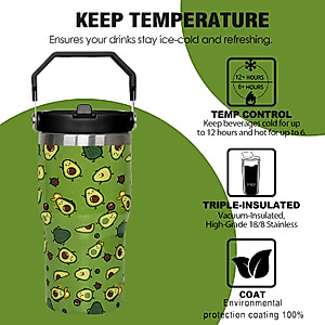 Avocado Stuff, Avocado Travel Mug, Coffee Tumbler for Women, with Flip Straw and Top Handle Tumbler Avocado Gifts,Unique Birthday Gifts 20 OZ