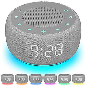 Buffbee Sound Machine & Alarm Clock 2-in-1, 18 Soothing Sound, 7 Night Light, Sleep Timer, Precise 30-Level Volume Control White Noise Machine
