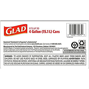 Glad Odorshield Small Drawstring Trash Bags, 4 Gal, Pink, Cherry Blossom, 80 Ct, Pack May Vary