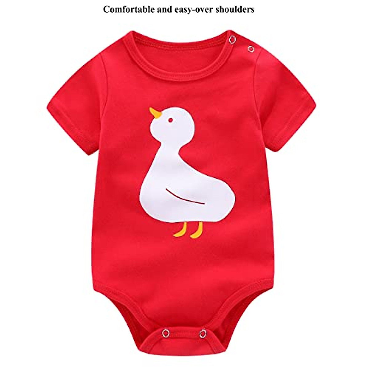 FLORNO Unisex Baby Bodysuits 5-Pack Baby Short Sleeve Bodysuits Onesies Bodysuit Short-Sleeve Bodysuits0 Organic Cotton (9-12 Months)