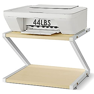 Hossejoy Printer Stand, 2 Tier Desktop Printer Shelves Rack with Anti - Skid Pads for Space Organizer as Storage Shelf, Multi-Purpose Wood Desk Organizer for Home and Office (Light Wood)