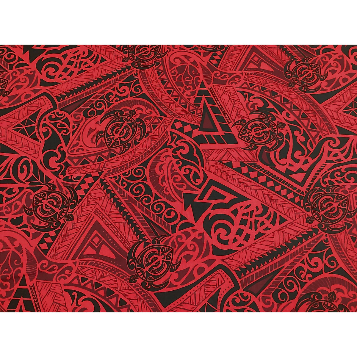 Originals by HITOMI Retro Hawaiian Tribal Poly Cotton Hawaiian Print Fabric Sold by The Yard, Red