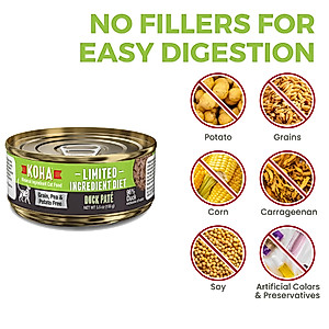 KOHA Limited Ingredient Diet Duck Pate for Cats - Single Meat Wet Cat Food for Sensitive Stomachs - Pate Cat Food with No Fillers - 3oz Pack of 24