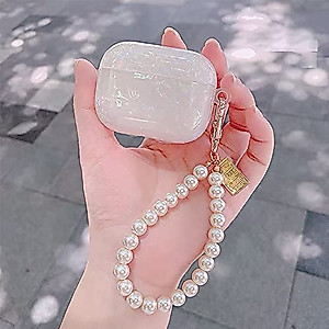 ZHIRUAN Airpods Pro Case (2019) Earbuds Case Protective Cover Skin with Pearl Keychain Airpods Accessories Compatible with AirPods Pro Charging Case (White)