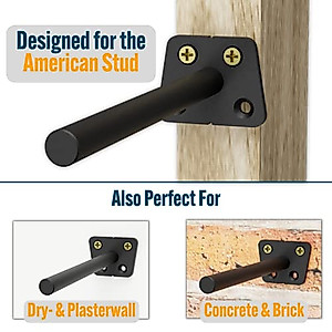 EVALD The Improved Floating Shelf Bracket | Heavy Duty Floating Shelf Hardware | 4X Floating Shelves Brackets ½" Diameter, 8X Premium Screws & 16x Anchors | Floating Mantel Bracket | 8 Inch