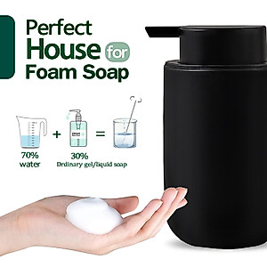 Foam Soap Dispenser Set - 2 Pack Black Ceramic Foaming Dish Hand Soap Dispenser with Black Pump for Bathroom, Bathroom Dispenser Set for Modern Home Farmhouse Decor