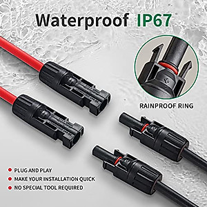 Solar Cable Extension, SIYAN 3FT Solar Panel Extension Cable 10AWG with Female and Male Connector Weatherproof Solar Panel Wire Adapter for Home, Shop and RV Solar Panels