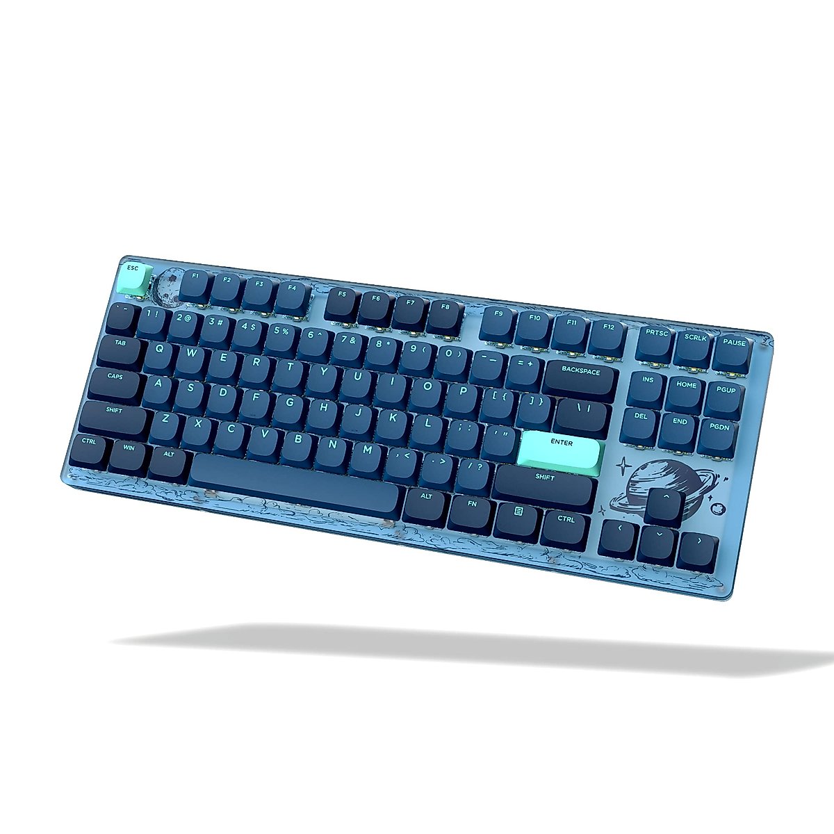 Womier K87 75% Keyboard, TKL Mechanical Keyboard, Hot Swappable Mechanical Gaming Keyboard, RGB 87 Keys Planet Theme Keyboard for Win/Mac/PC, Pro Driver/Software Supported (Linear Sky Switch)