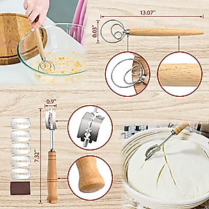 Banneton Bread Proofing Basket Set With Sourdough Bread Baking Supplies, Bread Making Kit Include 9''Round 10'' Oval & Baguette Cane Sourdough Proofing Basket With Dough Whisk Scrapers +Bread Lame…