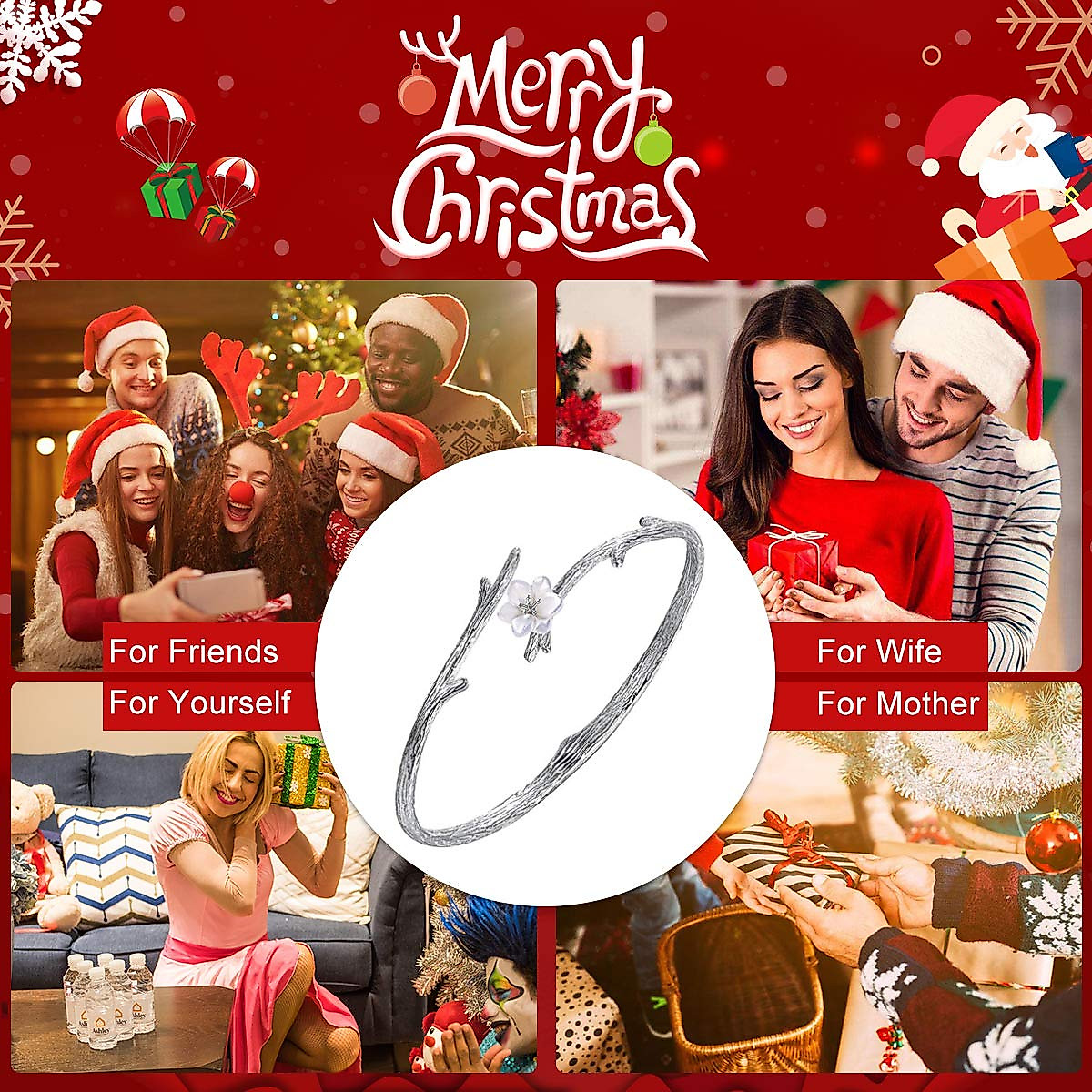 Jewever 925 Sterling Silver Original Sakura Opening Bracelet Adjustable White Shell Carving Flower For Women Jewelry Gift