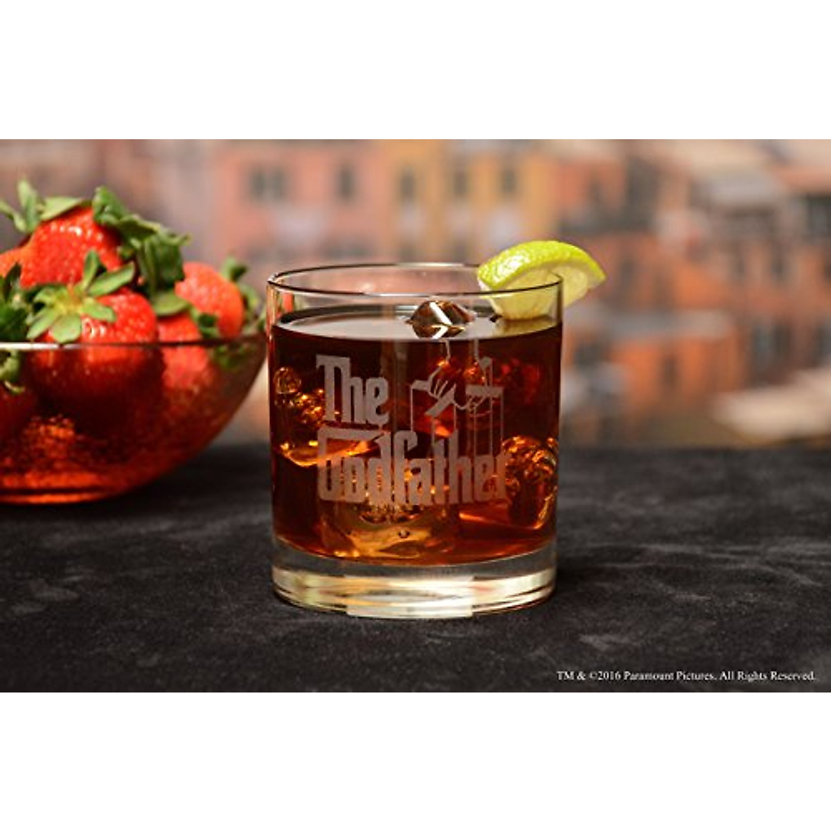 The Godfather Etched Whiskey Glass - with Logo & Quote ''It's not personal Sonny. It's strictly business'' - Officially Licensed, Premium Quality, Handcrafted Glassware, 11 oz. Collectible Rocks Glass