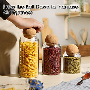 NUTRIUPS Storage Glass Jar Set Food Storage Tank With Wooden Lid 500 ML,800ML,1200ML