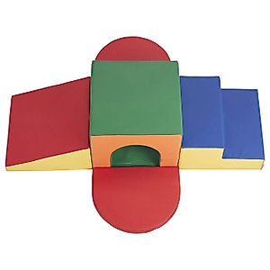 Factory Direct Partners 10408-AS SoftScape Single Tunnel Play Foam Climber Plus, Beginner Toddler Soft Structure for Active Playtime (5-Piece Set) - Assorted