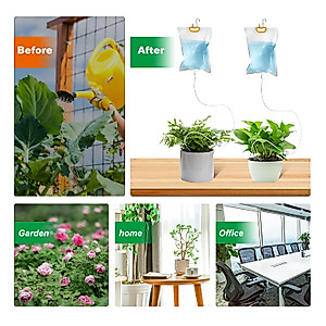 HUHKOUAE 5Pcs Plant Drip Bag, Plants Automatic drip Irrigation with Valve Kits,for Plant Flower Life House Device Watering System