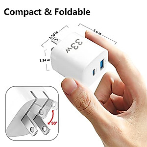 iPhone Fast Charger Block, PD 3.0 33W USB C Charger Block GaN Tech PPS Dual Port Wall Charger for iPhone 14 Pro Max 13 Pro Max MacBook Air iPad Pro, 33W for Samsung Galaxy S22 S21