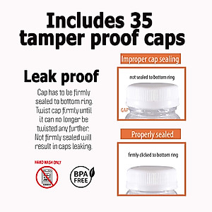 Empty PET Plastic Juice Bottles - Pack of 20 Round Reusable Clear Disposable Milk Bulk Containers with Funnel and Brush and Tamper Evident Caps (White, 4 oz)