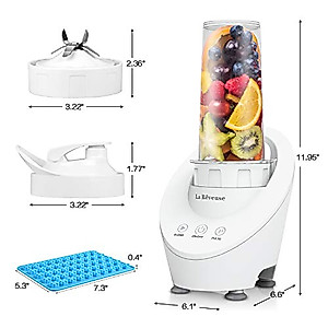 La Reveuse Personal Blender for Shakes and Smoothies 200 Watt with Magnetic Drive Technology 10 oz BPA-Free Portable Travel Bottle (White)