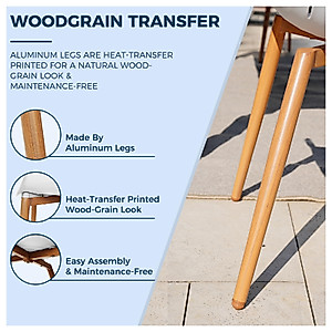 Grand patio Outdoor Dining Chairs Set of 4 Indoor Outdoor Modern Recycled Plastic Dining Chair, Rust Free Frame, Woodgrain Legs, Whale Modeling Design for Kitchen, Dining (Light Gray)