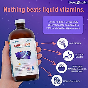 LIQUIDHEALTH Children's Complete Liquid Multivitamin for Kids, Toddlers - Essential Vitamins, Nutrients & Minerals, Immune Support, Gut Health - Great Taste, Vegan, Non GMO, Sugar-Free (16 oz)