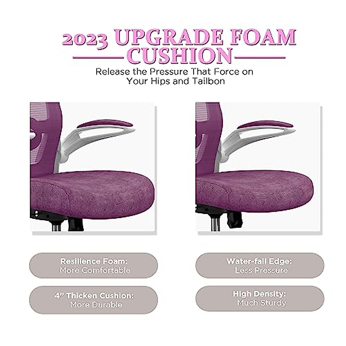 Mimoglad Office Chair, High Back Ergonomic Desk Chair with Adjustable Lumbar Support and Headrest, Swivel Task Chair with flip-up Armrests for Guitar Playing, 5 Years Warranty