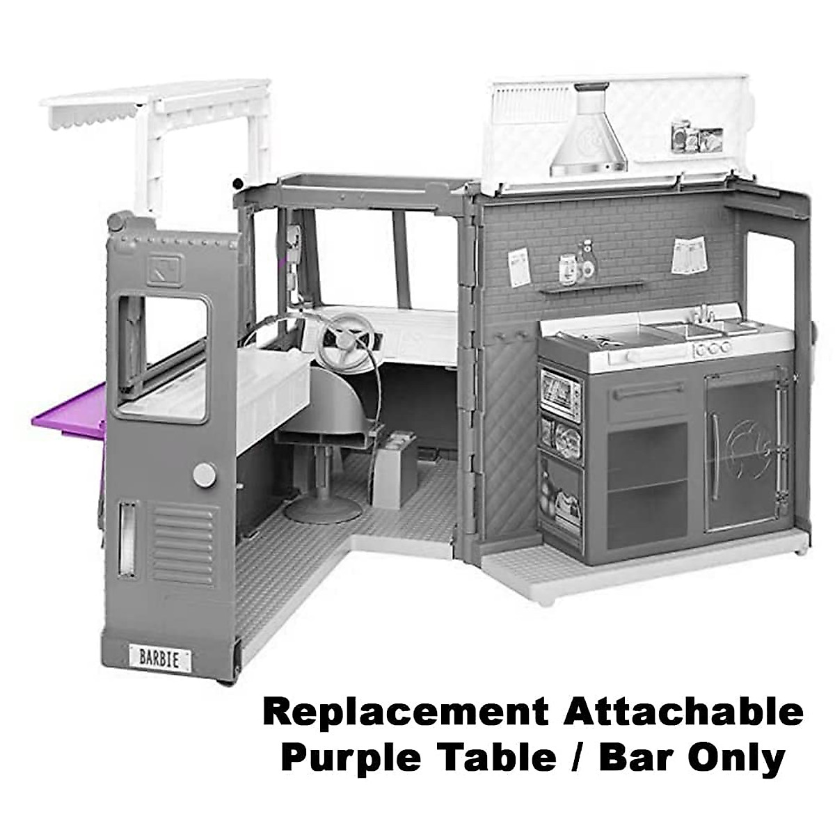 Barbie Replacement Parts Doll Fresh 'n Fun Foodtruck Playset - GMW07 ~ Replacement Attachable Purple Table / Bar