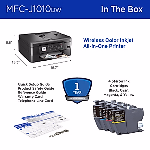 Brother MFC-J1010DW Wireless Color Inkjet All-in-One Printer with Mobile Device and Duplex Printing, Refresh Subscription and Amazon Dash Replenishment Ready