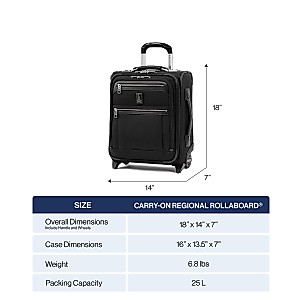 Travelpro Platinum Elite Softside Expandable Carry on Luggage, 2 Wheel Upright Regional Suitcase, USB Port, Men and Women, Shadow Black, Carry On 16-Inch